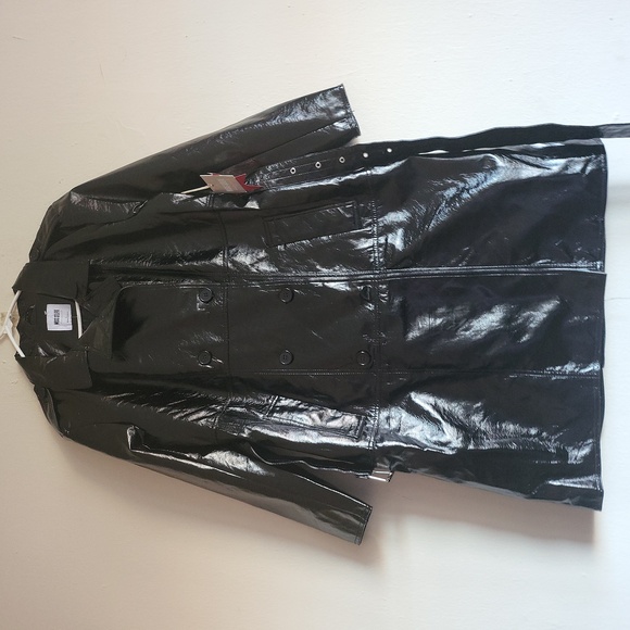 Miss Selfie | Jackets & Coats | Miss Selfie Black Patent Trench Rain ...